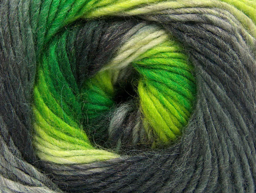 Grey Shades Neon Green Knitting Yarn Fast Shipping Ice Y...