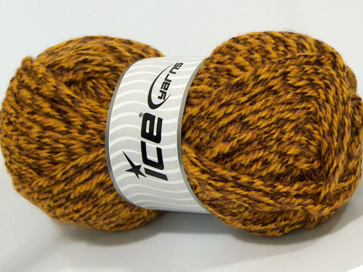 Dark Brown Gold Shades Knitting Yarn Fast Shipping Ice Y...